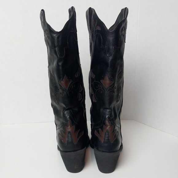 Roper | Shoes | Roper Black Brown Accent Heeled Cowgirl Boots | Poshmark